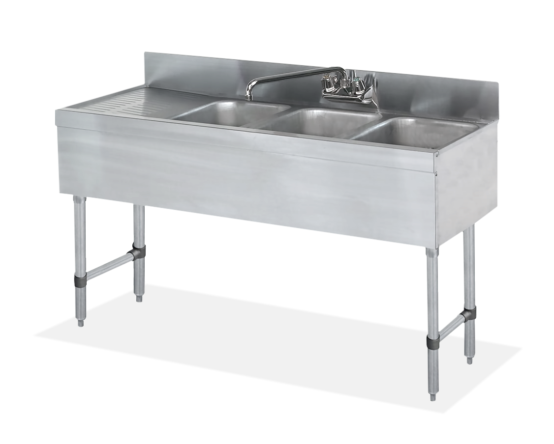 18 ga. Three Compartment Stainless Steel Underbar Dump Sink - SWBAR3B48 ...