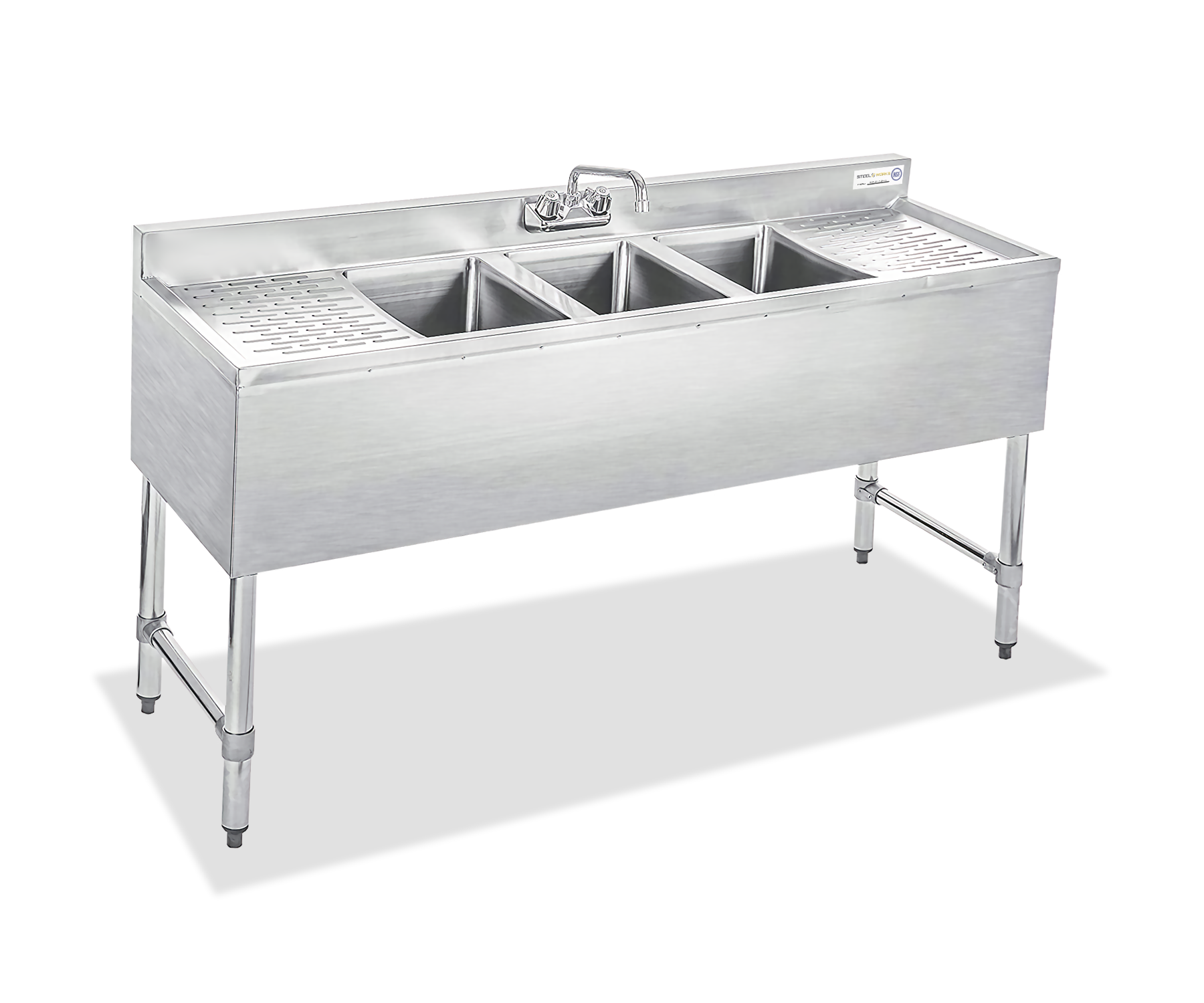 18 ga. Three Compartment Stainless Steel Underbar Dump Sink - SWBAR3B60 ...